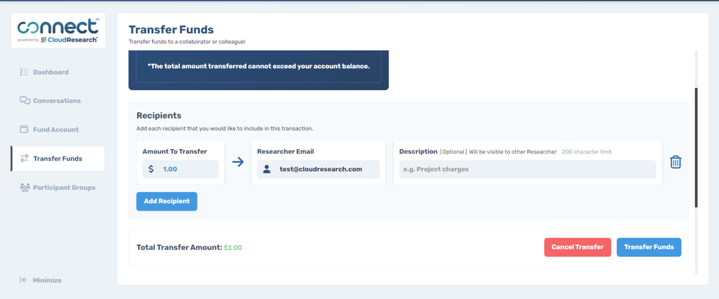 How do I Fund my Connect Account? – Connect - Researcher